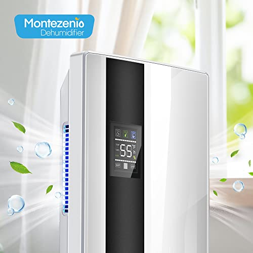 Dehumidifiers for Home with Remote Control, 400 Sq.ft, Ultra Quiet Dehumidifier with Drain Hose, 2200ml(77oz) Water Tank, White Portable Dehumidifier for High Humidity in Basements, Bedroom, Bathroom