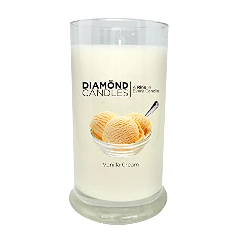 Diamond Candles 21Oz Vanilla Cream, 1-Wick Candle - A Ring in Every Candle- Hand Poured, Soy Wax, Paraben and Phthalate Free