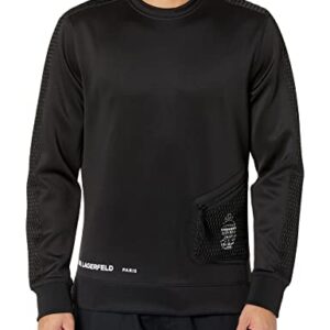 Karl Lagerfeld Paris Men's Scuba Stretchy Sportswear Pullover, Black, Large