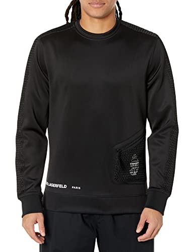 Karl Lagerfeld Paris Men's Scuba Stretchy Sportswear Pullover, Black, Large