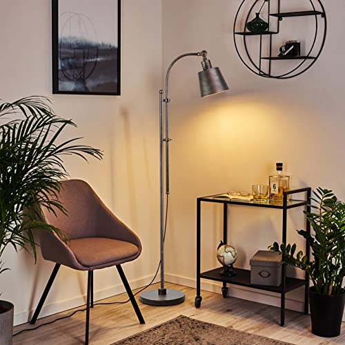 Industrial Floor Lamp, Black Standing Lamp Rustic Farmhouse Reading Lamp with On/Off Switch, Vintage Task Lamp with Metal Shade for Living Room Reading Bedroom Office, ETL (Black01-3S)