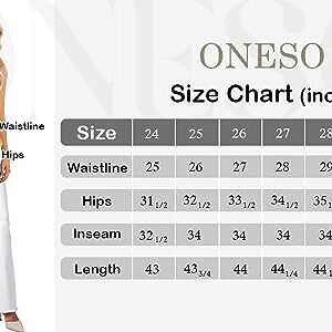 ONESO Flare Jeans for Women High Waist Raw Hem Bell Bottom Denim Pants White Jeans