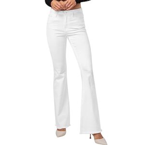 ONESO Flare Jeans for Women High Waist Raw Hem Bell Bottom Denim Pants White Jeans