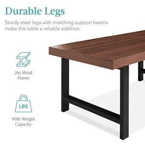 Best Choice Products 44in Modern Coffee Table Butcher Block Top Large Accent Table, Rectangular Wood Industrial Rustic Coffee Table for Living Room w/ 2in Metal Legs, 3in Tabletop - Brown