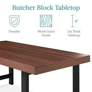 Best Choice Products 44in Modern Coffee Table Butcher Block Top Large Accent Table, Rectangular Wood Industrial Rustic Coffee Table for Living Room w/ 2in Metal Legs, 3in Tabletop - Brown