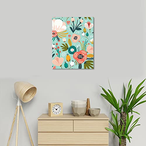 TISHIRON Oil Hand Painting DIY Paint by Numbers for Adults Beginner Bohemian Floral Pattern Drawing with Brushes Living Room Bedroom Decor Gifts for Home Decorations 16x20Inch