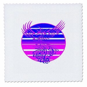 3drose arising anew phoenix and retro sunrise vector art blue pink - quilt squares (qs-371412-9)