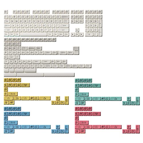 Akko Cream Keycaps Set with MDA Profile Double-Shot Keycap, 282 Keys with 4 Different Groups of Novelty Keys for ISO-UK & ANSI Layout, Compatible with Major-Sizes Mechanical Keyboards