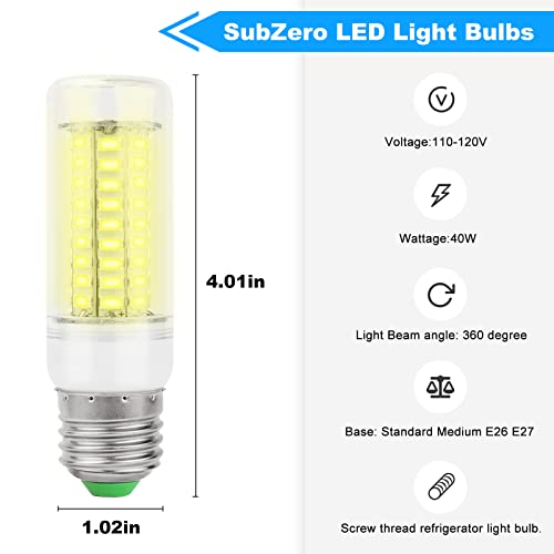 JIOTAR 7006999 Refrigerator Light Bulb 40W for SUB Zero Fridge E26 E27 LED Bulb 7107723324123 3030040 48709 3030180 7009935 (110-120V)