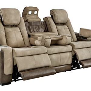 Signature Design by Ashley Next-Gen DuraPella Power Reclining Sofa with Adjustable Headrest, Sand & Next-Gen DuraPella Power Reclining Loveseat with Console & Adjustable Headrest, Sand