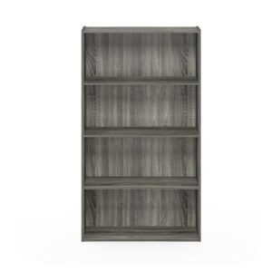 Furinno Pasir 4 Tier Open Shelf, French Oak Grey & Luder 5-Cube No Tool Assembly Open Shelf, French Oak