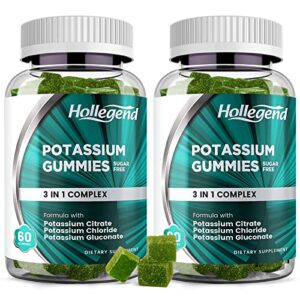 potassium 3 in 1 complex gummies sugar free, new formula with 99mg potassium citrate, potassium chloride, potassium gluconate, leg cramps & muscle supplements, 120 chewables