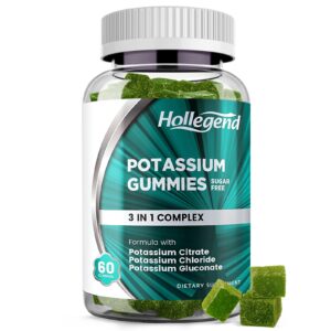 potassium 3 in 1 complex gummies sugar free, new formula with 99mg potassium citrate, potassium chloride, potassium gluconate, leg cramps & muscle supplements, 60 chewables