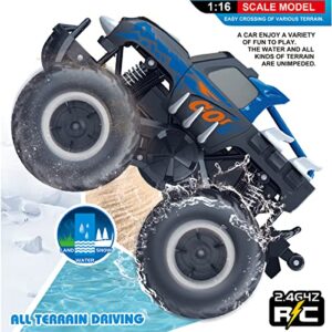 Threeking 1:16 Pick-up Toys RC Car Truck Toys Remote Control Cars Body Waterproofing Suitable for All Terrain 4WD Off-Road Car Gifts Presents for Boys/Girls Ages 6+