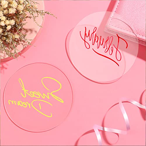 QEEYON 4Pcs Clear Acrylic Sheets, 9.44" Dia Round Plexiglass Sheets Disc 0.07" Thinckness Transparent Plexiglass Panels for Craft Cake Decor Painting Sign Blank DIY Display Project