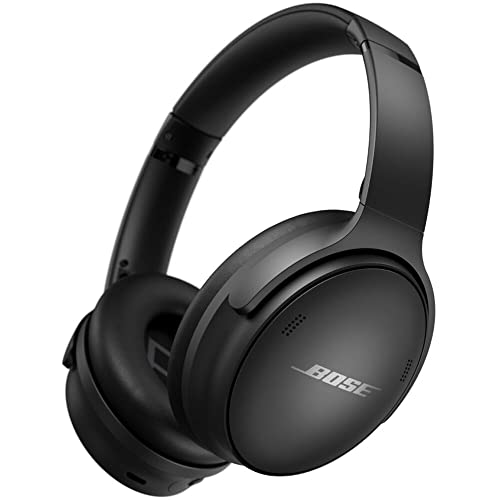 Bose QuietComfort 45 Wireless Noise-Canceling Headphones (Triple Black) Bundle with Headphone Stand + USB Wall Adapter + Headphone Cleaning Kit (Renewed)