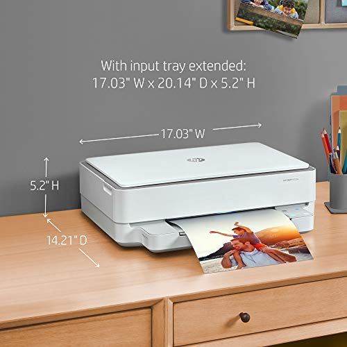 HP Envy 6055e Wireless Color All-in-One Printer with 6 Months Free Ink (223N1A) (Renewed Premium),white