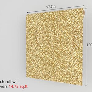 Decotalk Gold Wallpaper Glitter Wallpaper Stick and Peel 17.7"x120" Gold Peel and Stick Wallpaper Glitter Contact Paper Sequins Sparkle Wallpaper for Walls Removable Chunky Glitter Gold Contact Paper