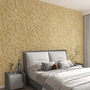 Decotalk Gold Wallpaper Glitter Wallpaper Stick and Peel 17.7"x120" Gold Peel and Stick Wallpaper Glitter Contact Paper Sequins Sparkle Wallpaper for Walls Removable Chunky Glitter Gold Contact Paper