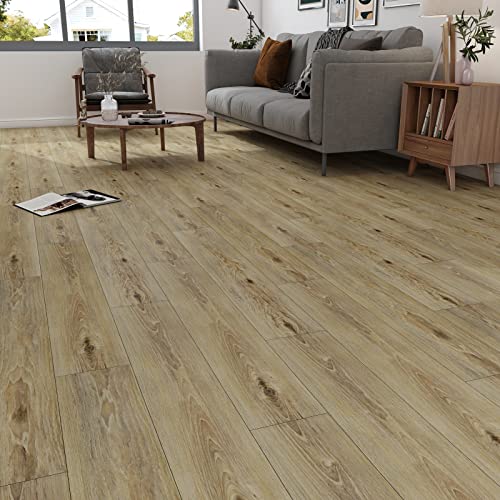 Yenhome 15 Pcs Vinyl Flooring Peel and Stick Waterproof Self Adhesive Peel and Stick Floor Tile Kitchen Bathroom Stick on Floor Tile for Bedroom School Playroom Wood Vinyl Plank Flooring Roll 36" X 6"