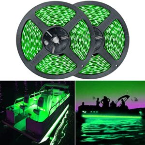 seaponer pontoon boat light, marine led light strip for duck jon bass boat sailboat kayak flex lighting for boat deck light accent light interior lights fishing night, green, 12v, 10m (32.8ft)