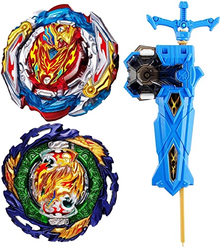 2-Piece Gyros(B-185 B-201) + 1-Piece Launcher Battle Bey Burst Set, Battling Tops, Stickers & Launchers Set, Boys Kids Birthday Party Idea 534