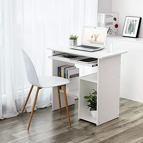 ALISENED Desktop Computer Desk, Laptop Study Table Office Desk with Storage Drawer Shelves Keyboard Tray, Small Student Desks Gaming Computer Desk for Small Spaces Home Office