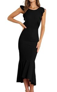 prettygarden womens elegant sleeveless cocktail dress ruffle mermaid wedding guest midi formal dresses black