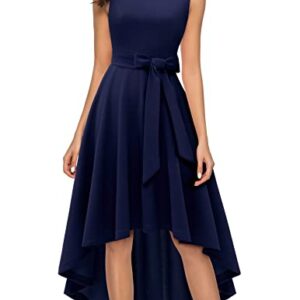 BeryLove Tea Party Dress for Women Cocktail Dresses Modest Homecoming Dresses Formal Dresses for Wedding Guest Dresses Midi Dress 8035 Navy M