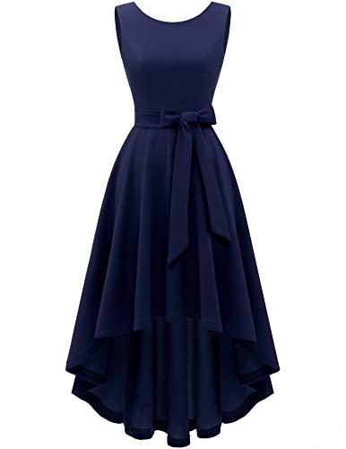 BeryLove Tea Party Dress for Women Cocktail Dresses Modest Homecoming Dresses Formal Dresses for Wedding Guest Dresses Midi Dress 8035 Navy M