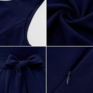 BeryLove Tea Party Dress for Women Cocktail Dresses Modest Homecoming Dresses Formal Dresses for Wedding Guest Dresses Midi Dress 8035 Navy M