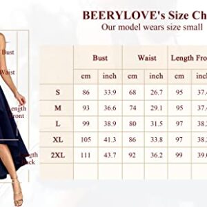 BeryLove Tea Party Dress for Women Cocktail Dresses Modest Homecoming Dresses Formal Dresses for Wedding Guest Dresses Midi Dress 8035 Navy M