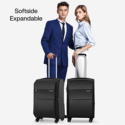 Hanke 2-Piece Set Softside Expandable Luggage sets with Spinner Wheels, Upright Suitcase with TSA Lock, Extra Large Rolling Luggage for Family Travel,nestable storage 20/28(Black)