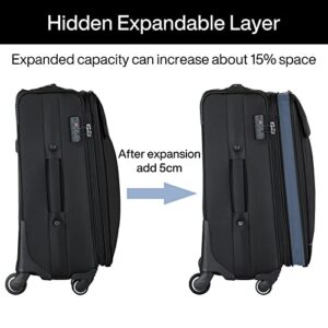 Hanke 2-Piece Set Softside Expandable Luggage sets with Spinner Wheels, Upright Suitcase with TSA Lock, Extra Large Rolling Luggage for Family Travel,nestable storage 20/28(Black)