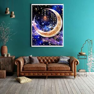 Stamped Cross Stitch Kits, Moon Cross Stitch Ornament Kits for Adults Beginners,Arts and Crafts Embroidery Kits,Full Range of Cross-Stitch Stamped Kits Needlecrafts for Home Wall Decor 12x16 inch