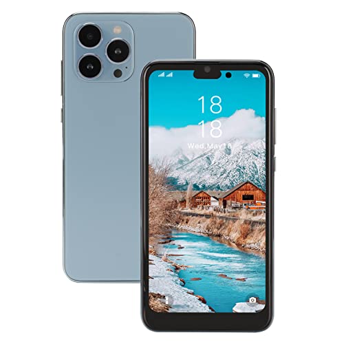 I14proMax Unlocked Cell Phone, 6.3in HD Screen Smartphone, Dual Sim 4G Mobile Phone, 6+128G, 8MP + 16MP, 4000mAh, Face ID, BT, FM, WiFi, for Android12,Blue