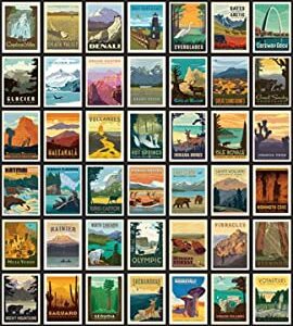 Riley Blake National Parks Posters 23”x43” Panel with Black Borders, Quilting, Apparel and Home Decor Fabric