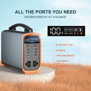 Portable Power Station, 240Wh Lifepo4 Generators for Home Use, 240W Emergency Power Supply, 75000mAh Outdoor Solar Generator for Travel, Camping, Emergency and CPAP