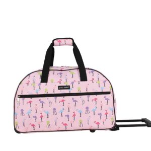 Betsey Johnson Designer Carry On Luggage Collection - Lightweight Pattern 22 Inch Duffel Bag- Weekender Overnight Business Travel Suitcase with 2- Rolling Spinner Wheels (Colorful Flamingo)