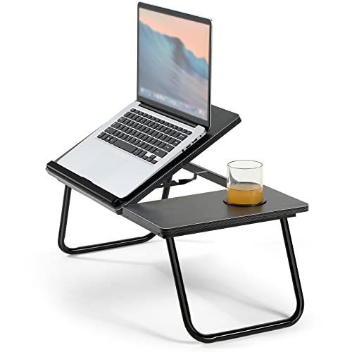 Laptop Bed Tray Table with 6 Adjustable Angles Foldable Laptop Desk for Bed Cup Holder Portable Bed Table Tray Bed Desk Laptop Stand for Bed Writing Reading Eating Fits up to 15.6 Inch Laptop Desk