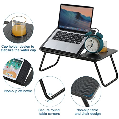 Laptop Bed Tray Table with 6 Adjustable Angles Foldable Laptop Desk for Bed Cup Holder Portable Bed Table Tray Bed Desk Laptop Stand for Bed Writing Reading Eating Fits up to 15.6 Inch Laptop Desk