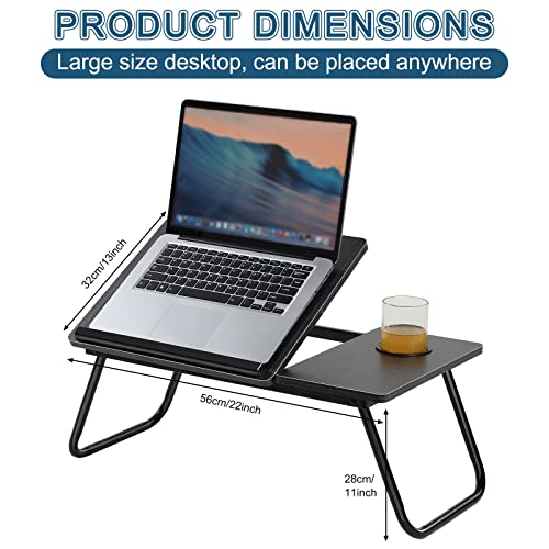 Laptop Bed Tray Table with 6 Adjustable Angles Foldable Laptop Desk for Bed Cup Holder Portable Bed Table Tray Bed Desk Laptop Stand for Bed Writing Reading Eating Fits up to 15.6 Inch Laptop Desk