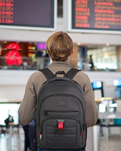 Anti Theft Travel Backpack for Men, 17 Inch Laptop Backpack with USB Charging Port & Lock, Large TSA Water Resistant Lockable Lightweight Casual Daypack College Business Work Computer Bag, Black