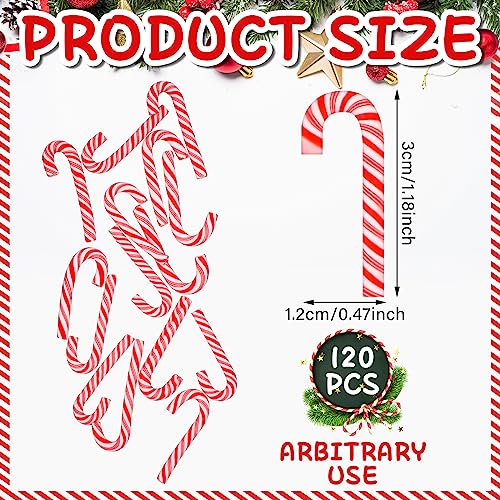 120 Pcs Christmas Candy Cane Decorations Fake Candy DIY Craft Supplies Peppermint Ornaments for Christmas DIY Garden Accessories Christmas Phone Case Making(Red and White, Candy Cane)