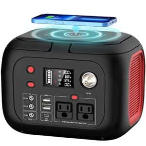 portable power station with wireless charging 300w portable solar generator 228wh portable power supply with led light power generator 9 outputs portable charging station for outdoor camping emergency