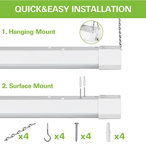 hykolity 4FT 120W LED Shop Light Linkable, 13000lm(400w Equivalent), 5000K Utility Shop Lights for Garages, Workshops, Basements, Hanging or FlushMount, with Power Cord and Pull Chain, ETL