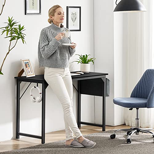 30 Inch Small Home Office Desk - Computer Writing Desk for Small Spaces, Sturdy Simple Study Table with Storage Bag Headphone Hook