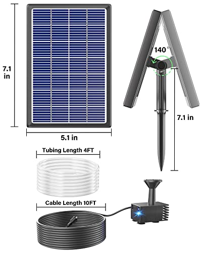 Biling Solar Water Fountain for Bird Bath, 3.5W Solar Water Pump Outdoor with 10ft Cable, 4ft Tubing, Solar Pond Pump for BirdBath, Garden Small Ponds and Fish Tank