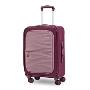 american tourister cascade softside expandable luggage with spinner wheels, fig, 20-inch