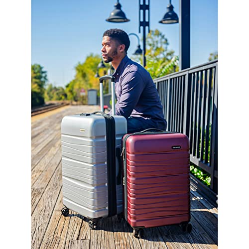 Samsonite Evolve SE Hardside Expandable Luggage with Double Wheels, Arctic Silver, Medium Spinner